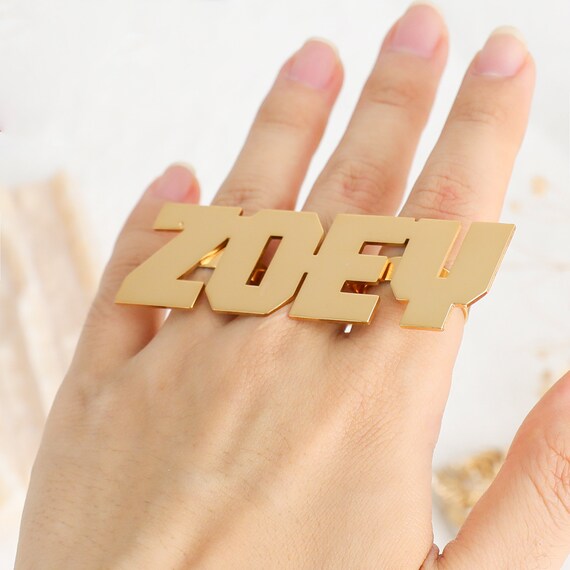 Gold 2 4 Fingers Name Ring Custom Name Ring Big Nameplate Rings Personalized Statement Ring Minimalist Ring Birthday Gift for Friend Etsy Canada