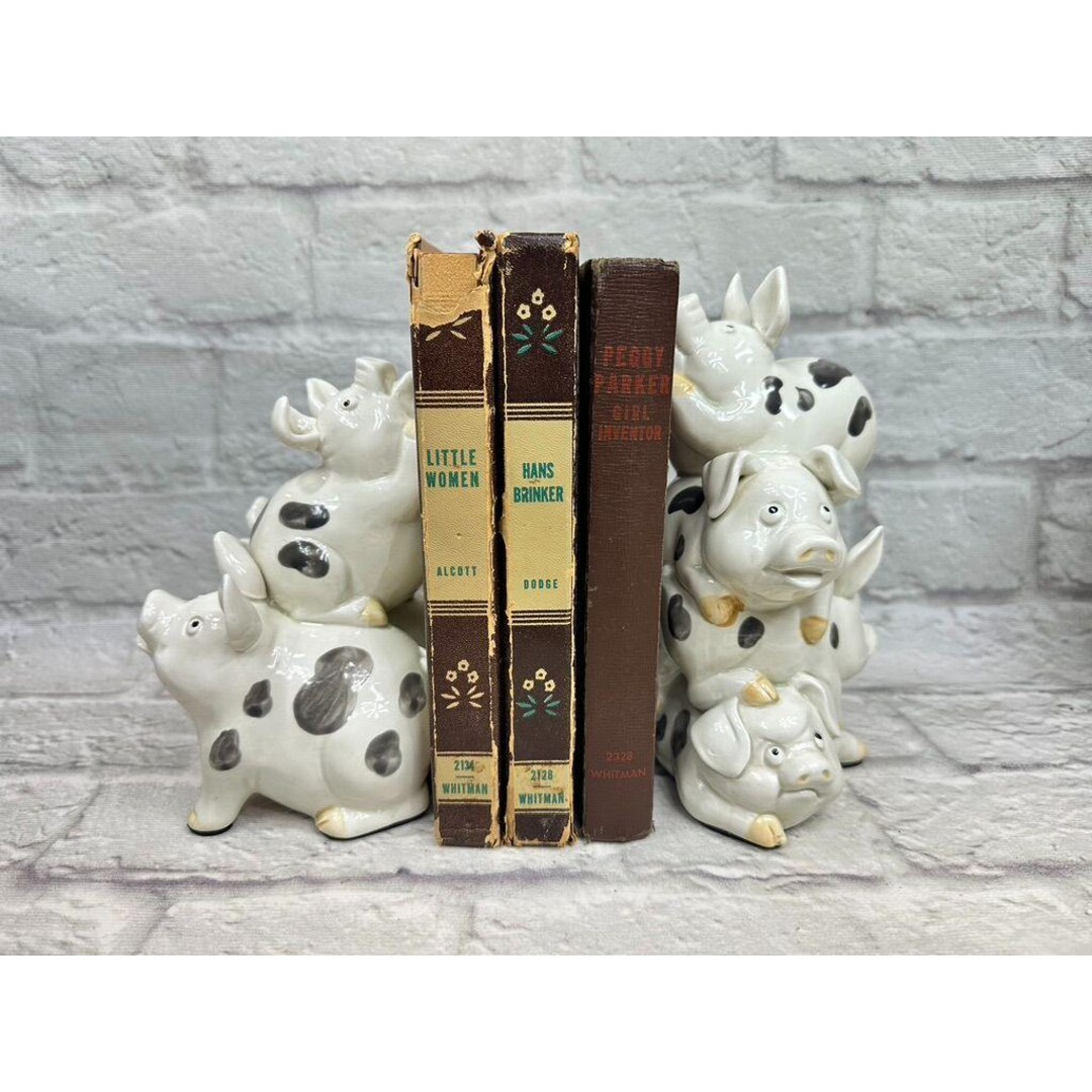 Vintage Ceramic Pig Stack Bookends by Omnibus - Etsy