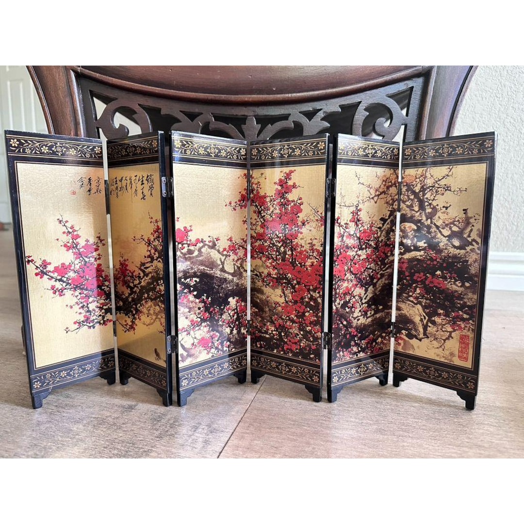 Miniature Chinese Table Top Screen With Plum Blossoms - Etsy