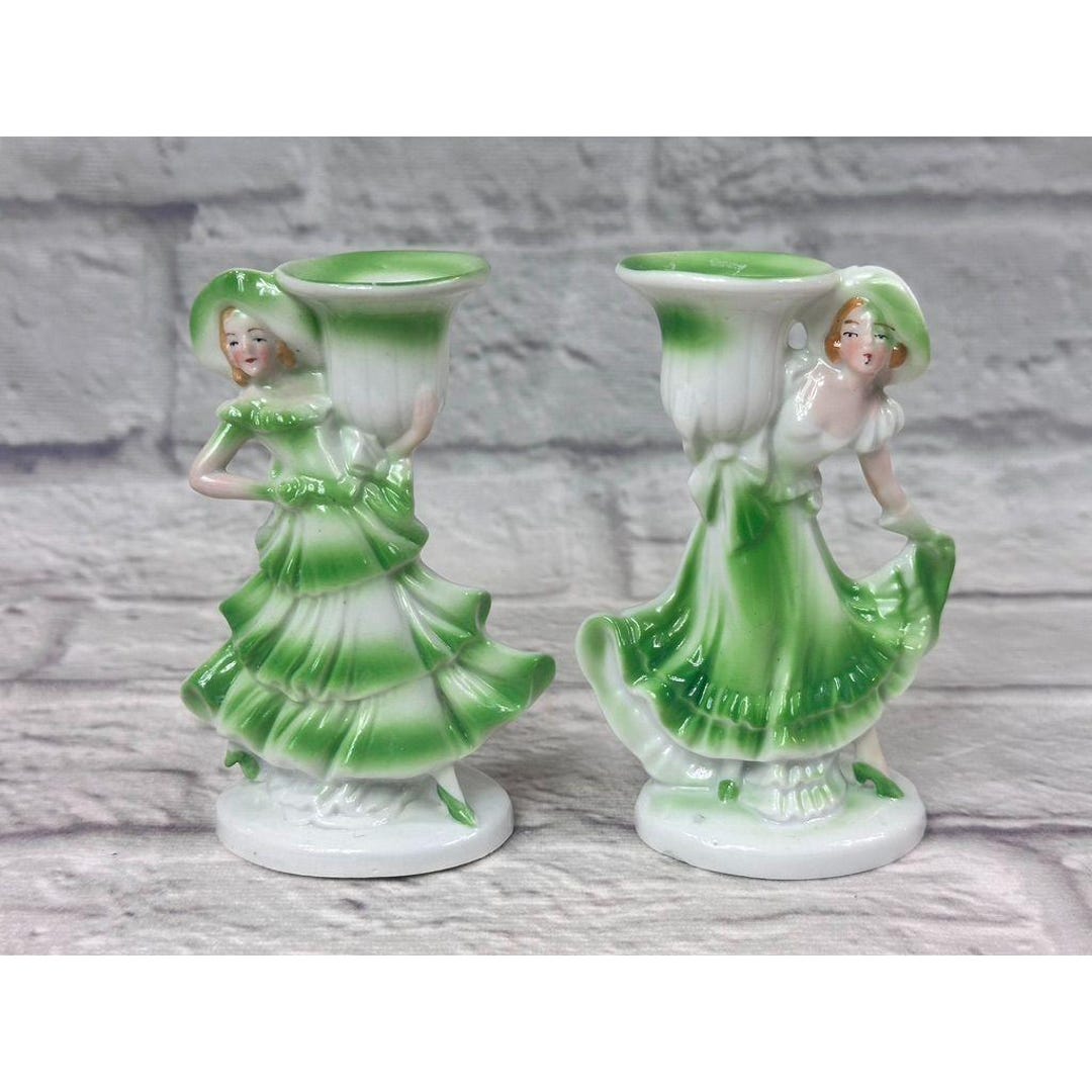 Vintage 1930s Pair of Unique Art Deco Lady Candlesticks Made in Germany ...