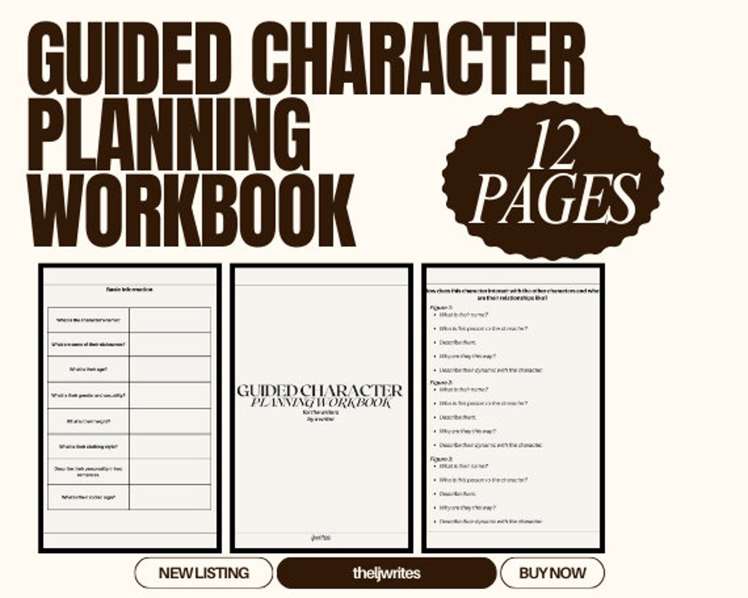 Guided Character Planning Workbook - Etsy