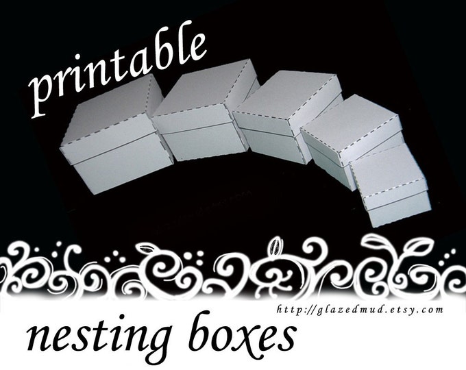 5 Plain Square Boxes- NESTING BOX SET , Template, Pdf, Printable - Etsy
