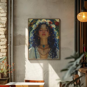 Ethereal Inanna Portrait Celestial Wall Art With Blue Goddess Aesthetic ...