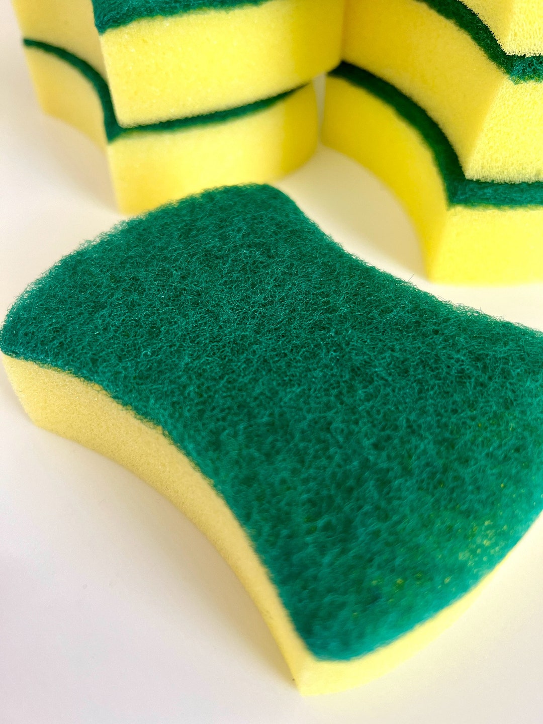 24 Green and Yellow Heavy Duty Cleaning Scrub Sponges, Long Lasting ...
