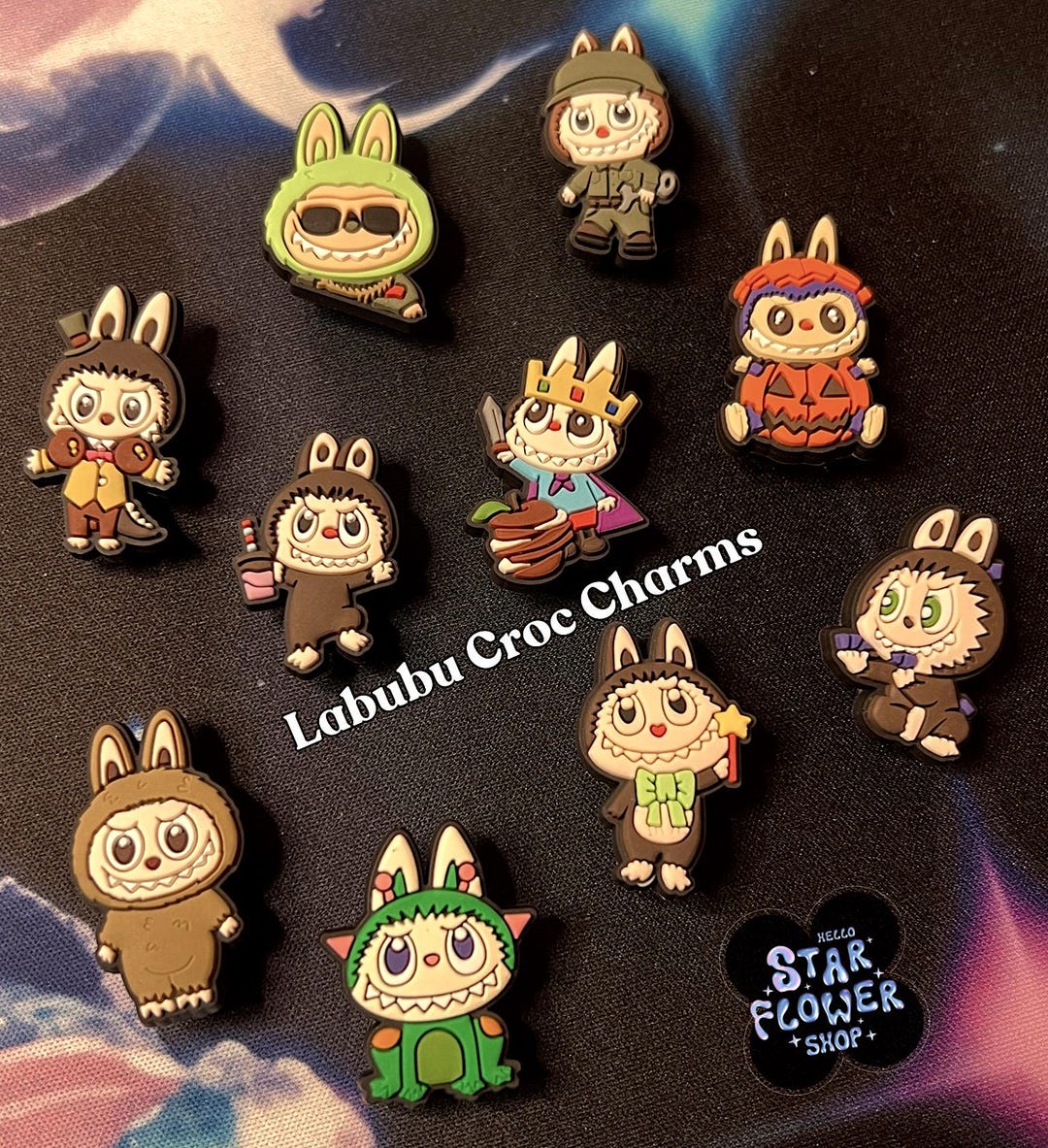 10 Piece Labubu Croc Charm Set - Etsy