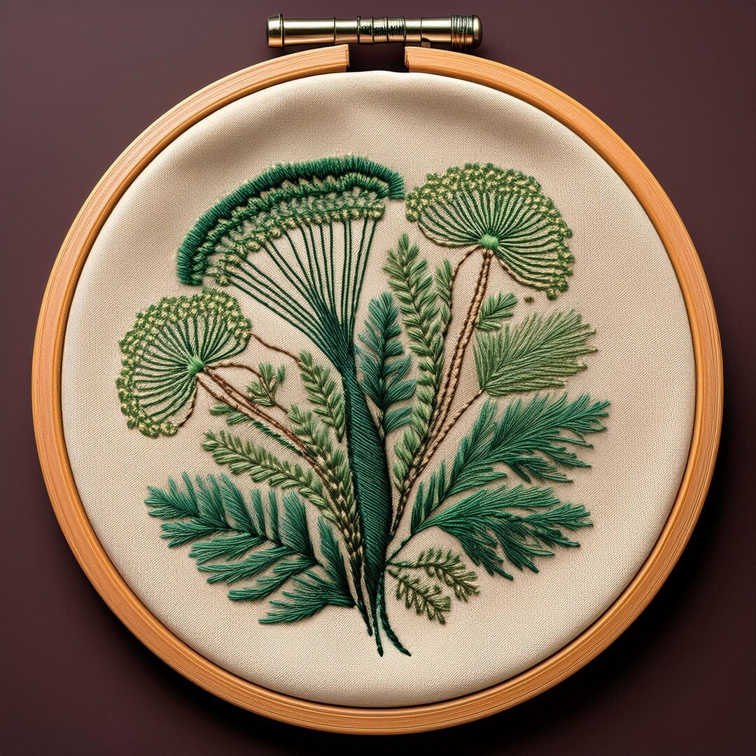 Botanical Fern Embroidery Design, Hand Embroidery Pattern Bundle ...