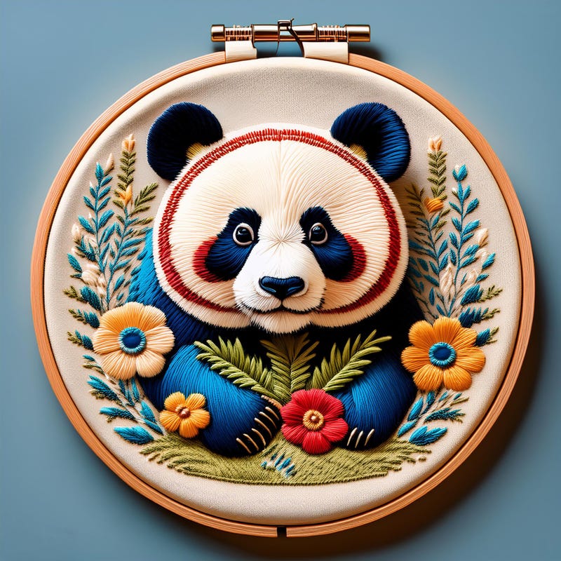 Panda Embroidery - Etsy