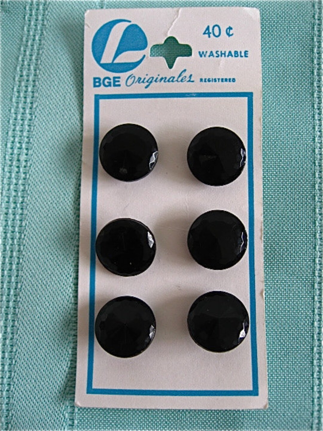 Six Vintage Black Faceted Buttons - Etsy