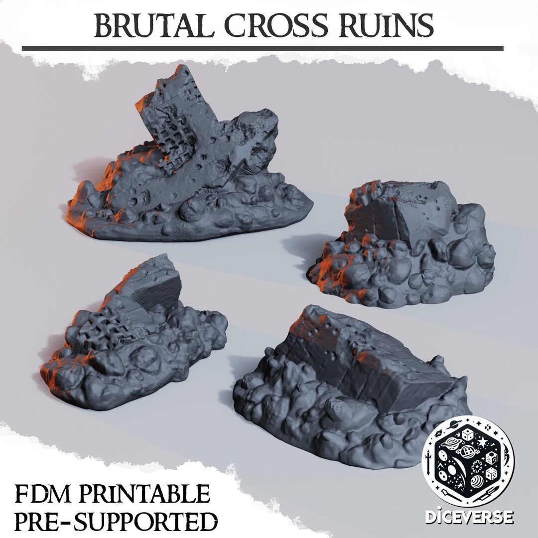 Trench Brutal Cross Ruins Terrain - Crusade Scenery - Etsy