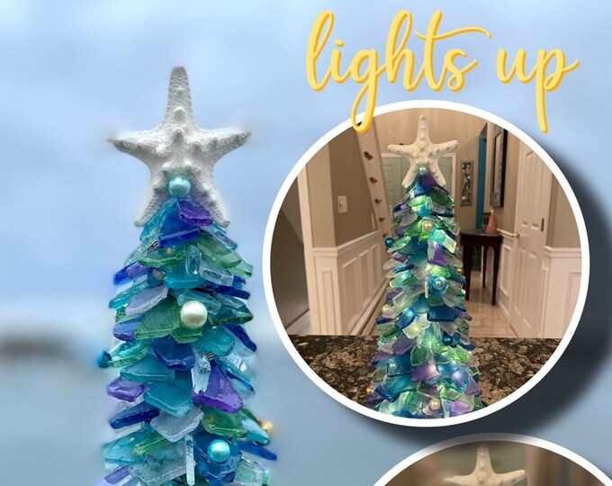 Ready to Ship!!!! Pre-lit 15”sea Glass Tree//beach Glass Tree// - Etsy