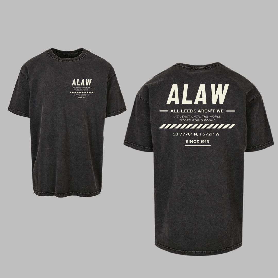 ALAW Leeds Premium Washed Charcoal Black Tee - Etsy