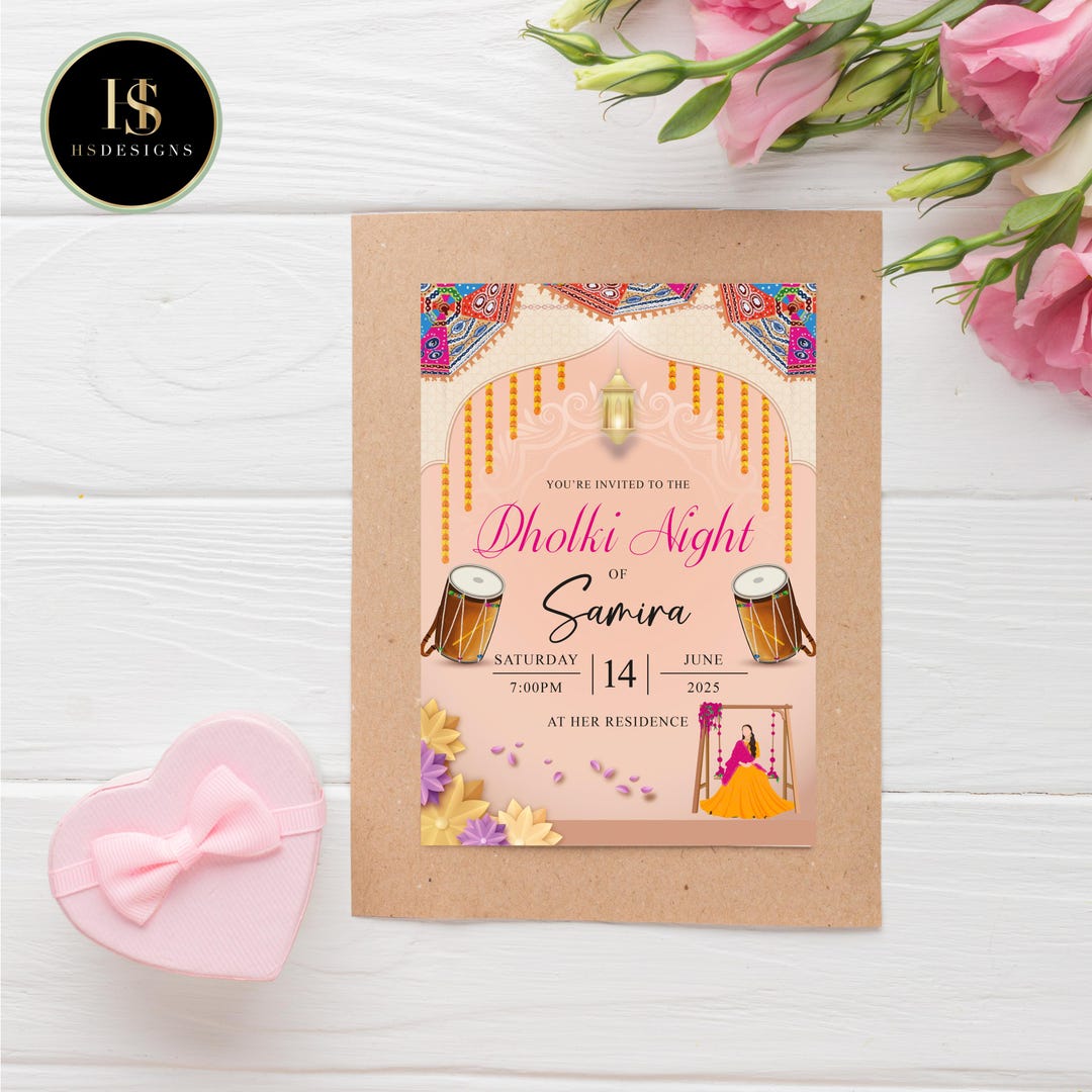 Custom Dholki Invitation: Ready to Print, A5 Size (digital Download) - Etsy