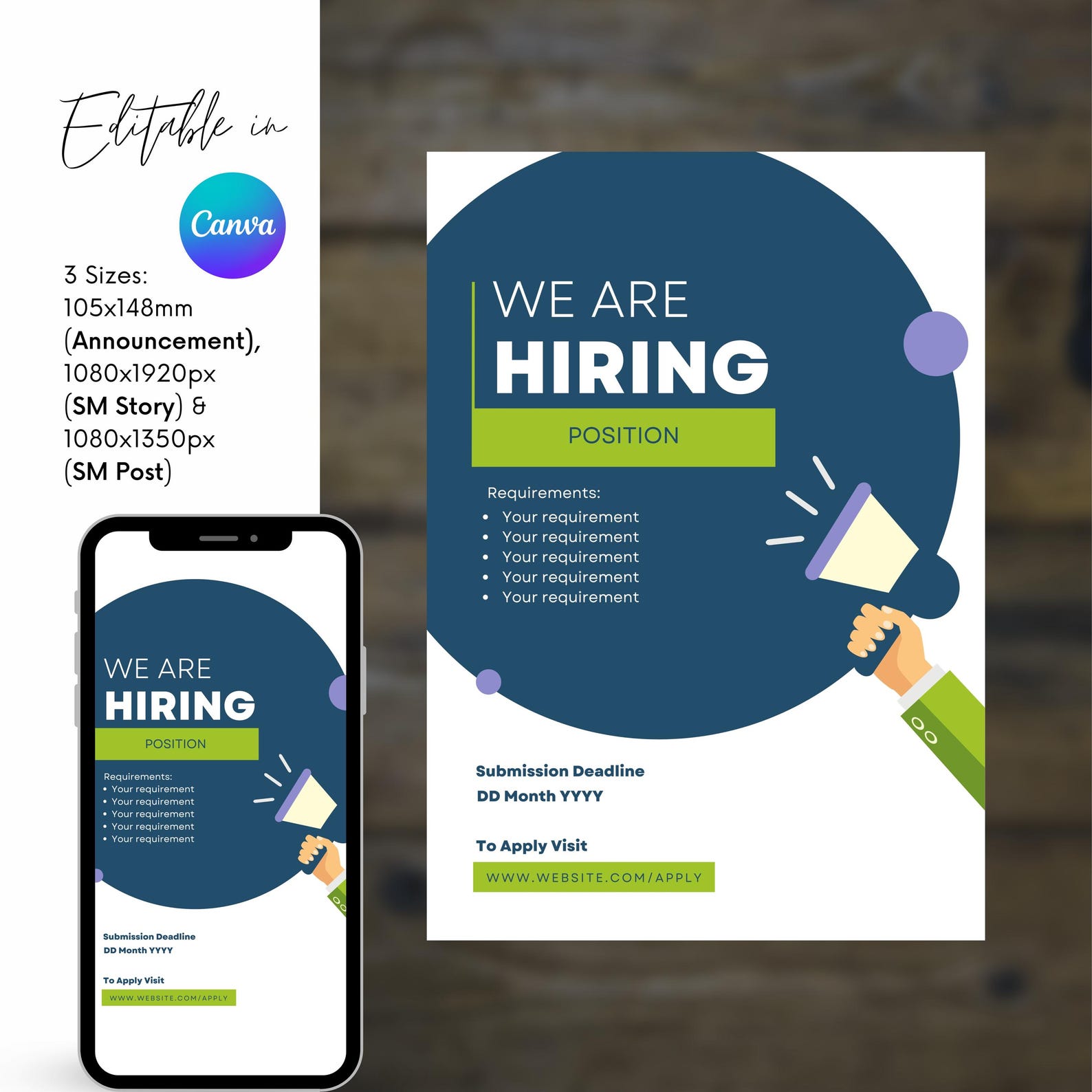 TEMPLATE, Hiring Flyer, Announcement for Job Opening, Social Media ...