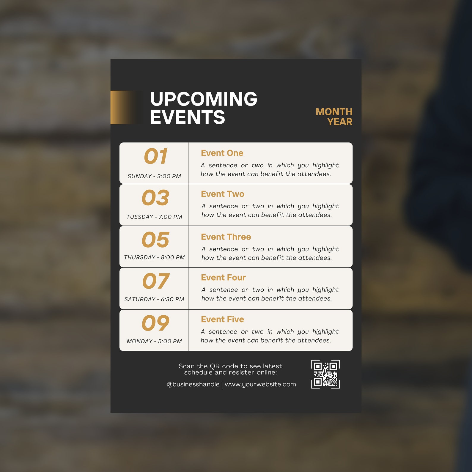 TEMPLATE, Upcoming Events, Flyer Sign, Social Media/ Instagram Story ...