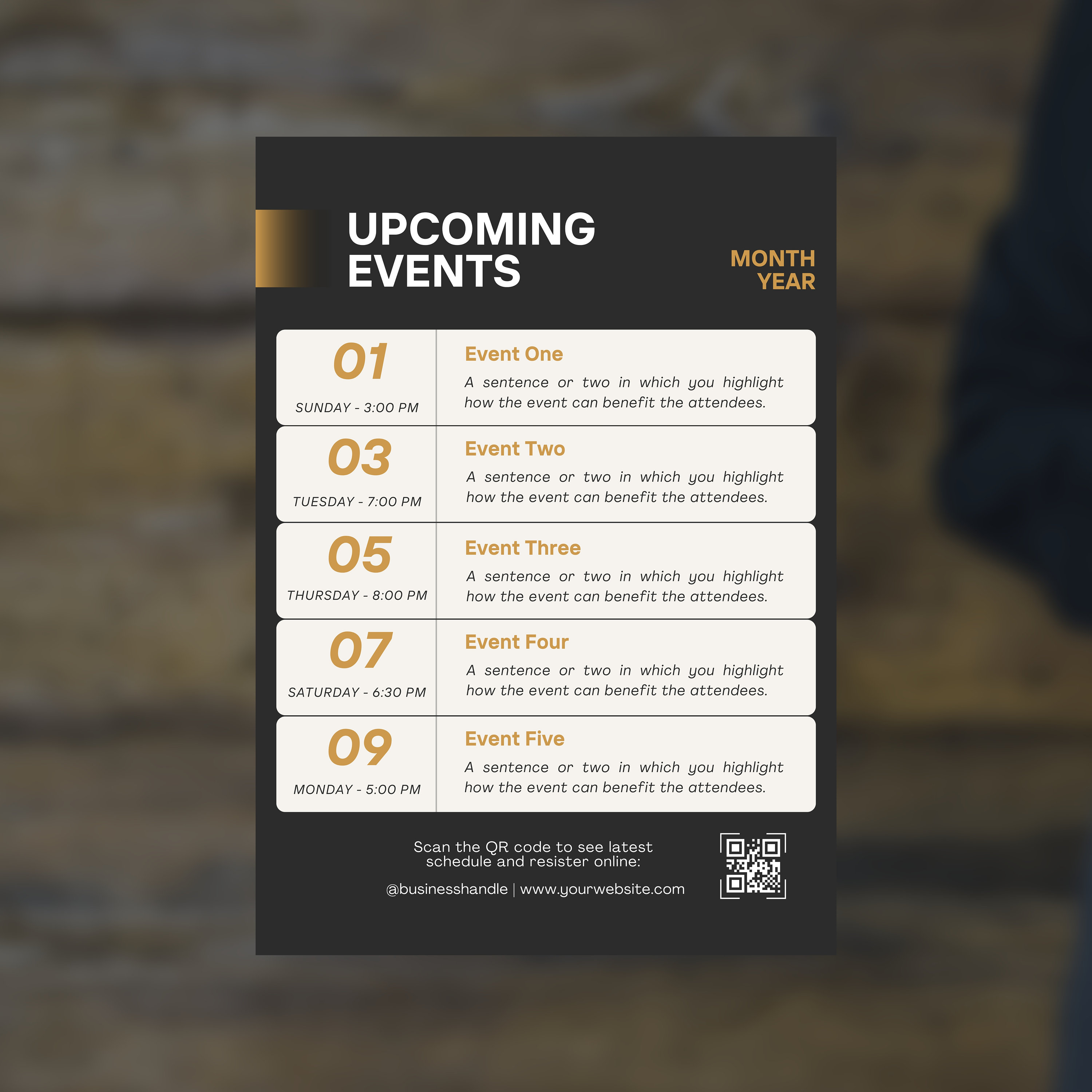 TEMPLATE, Upcoming Events, Flyer Sign, Social Media/ Instagram Story ...