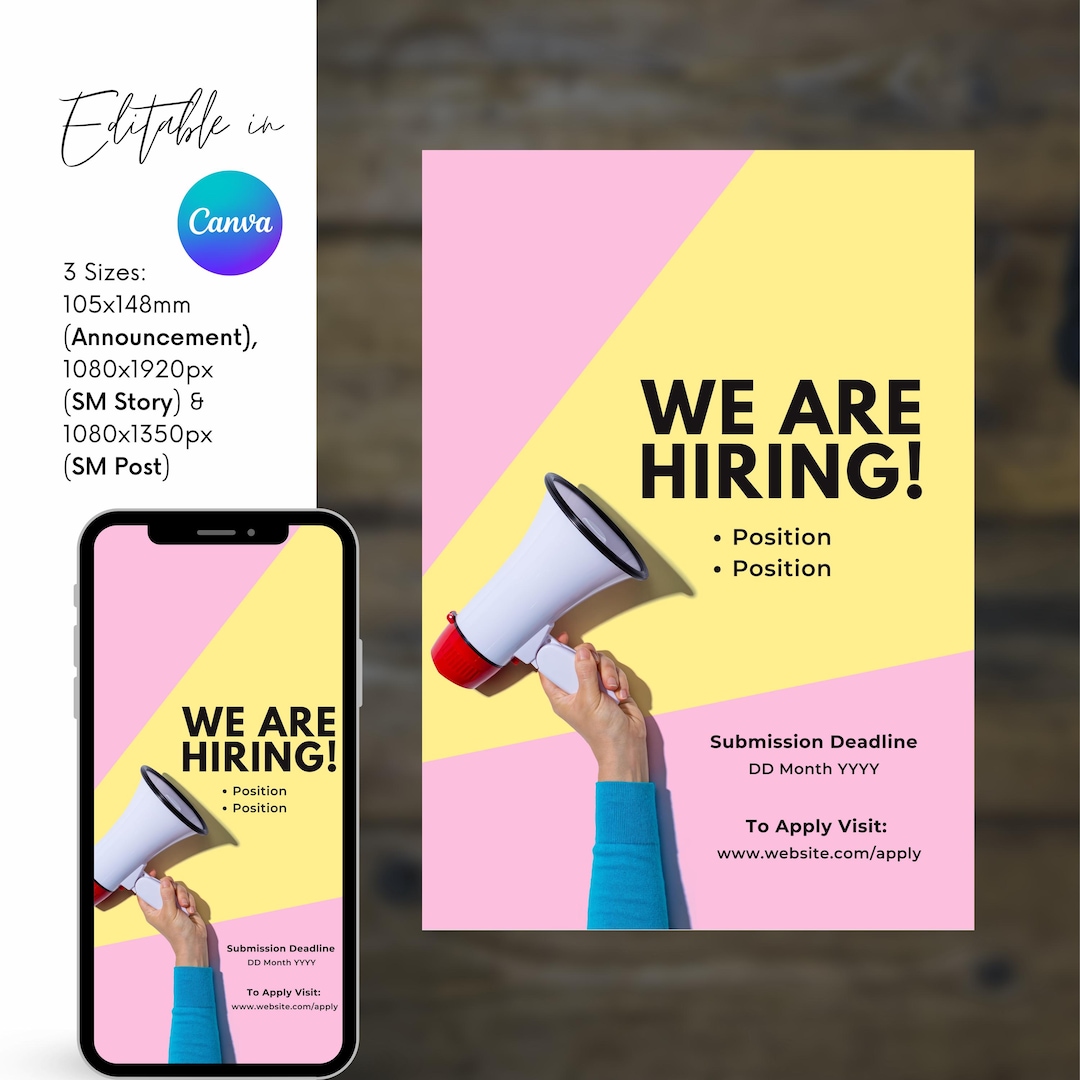 TEMPLATE, Hiring Flyer, Announcement for Job Opening, Social Media ...