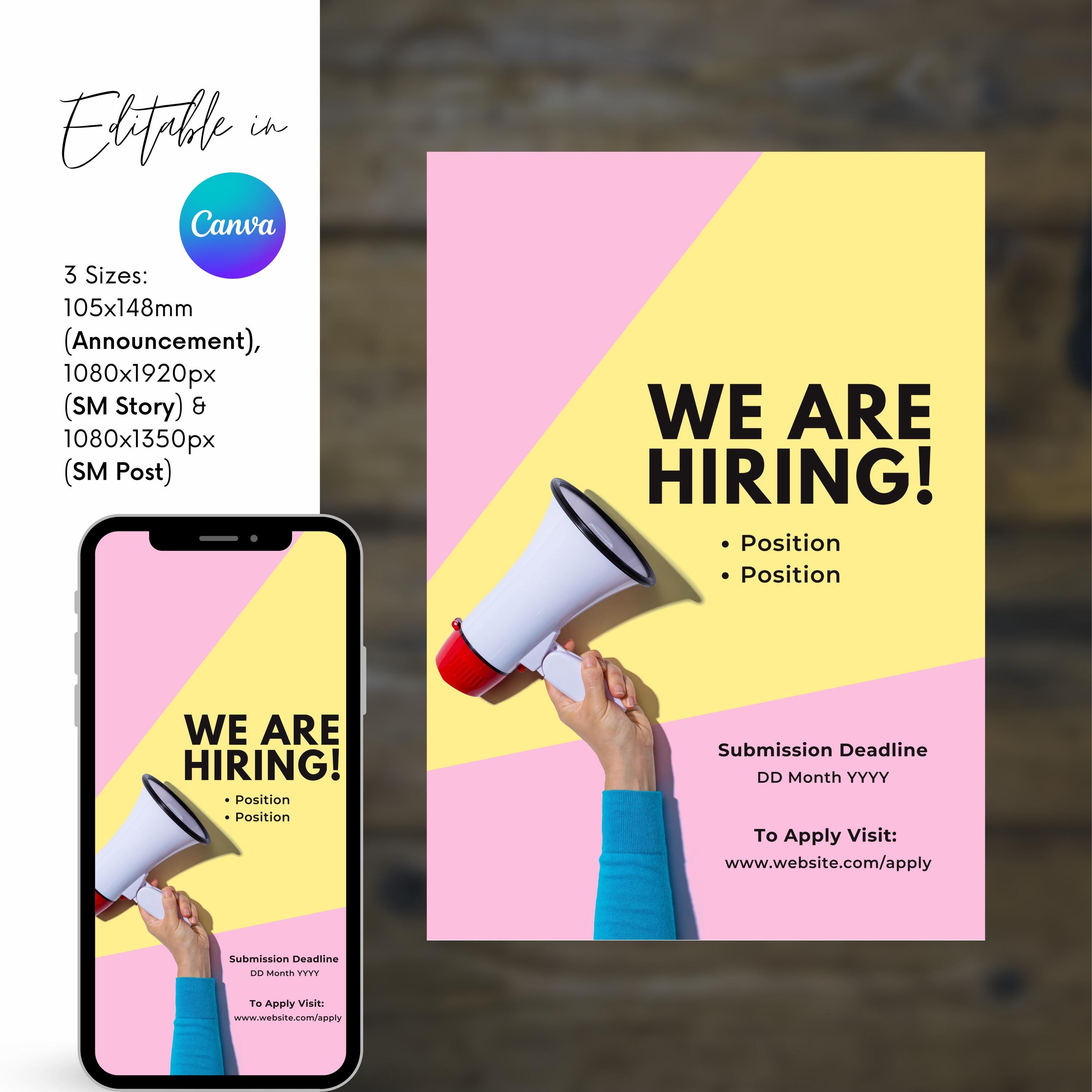 TEMPLATE, Hiring Flyer, Announcement for Job Opening, Social Media ...