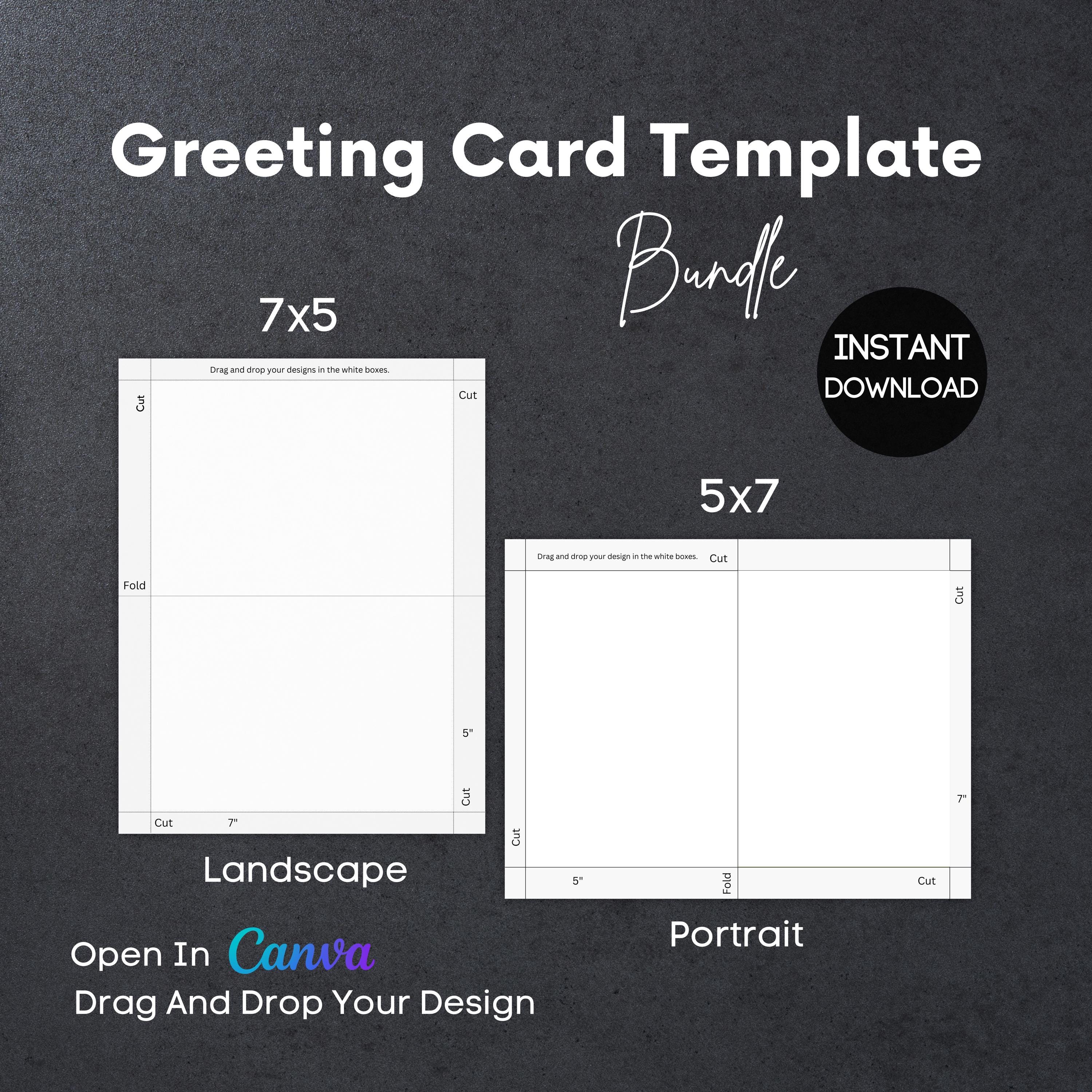 TEMPLATE, Greeting Card, Bundle, Sizes 7x5 and 5x7, Portrait ...
