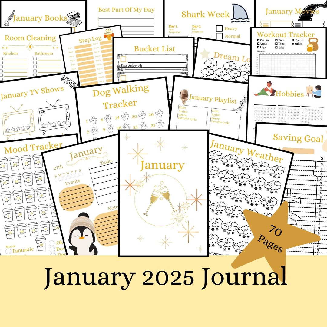 January 2025 Bullet Journal |printable Pdf|mood Trackers|cleaning ...