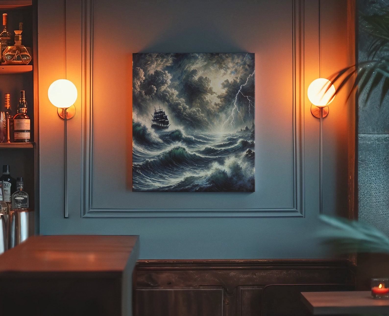 Dramatic Ocean Storm Digital Art Print Ship Battling the Elements - Etsy