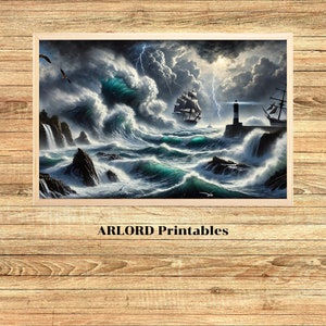 Majestic Maritime Tempest Printable Wall Art - Etsy