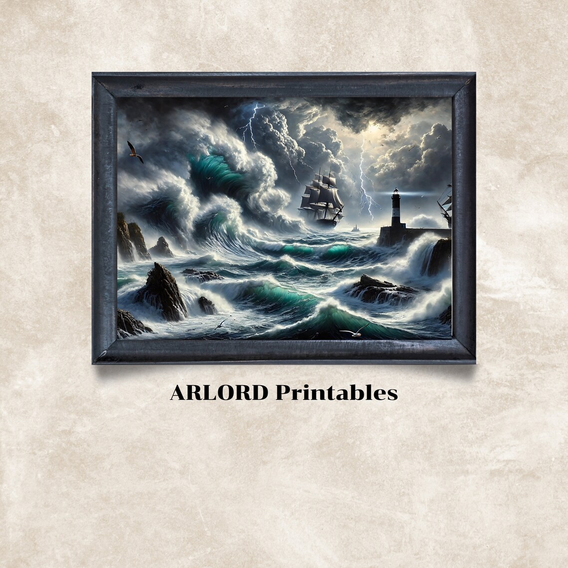 Majestic Maritime Tempest Printable Wall Art - Etsy