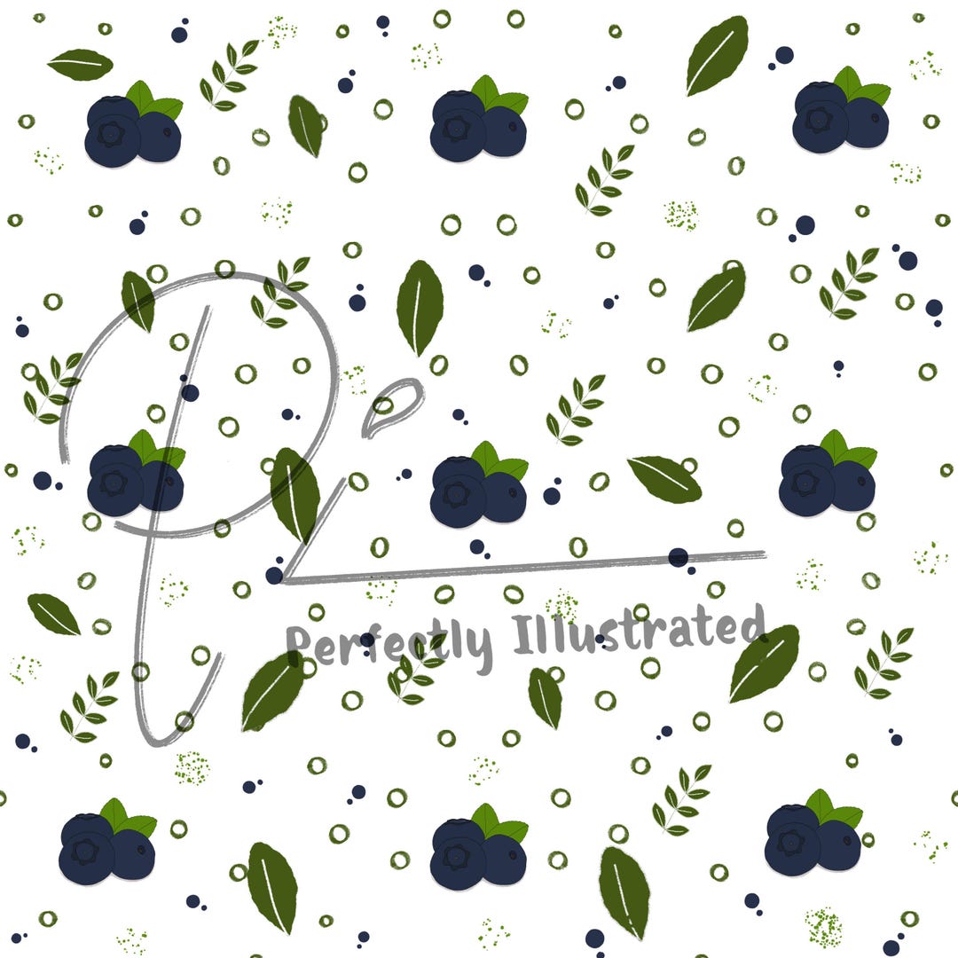 Blueberry Pattern Digital Download, Fruit Design, JPEG and PDF Format ...
