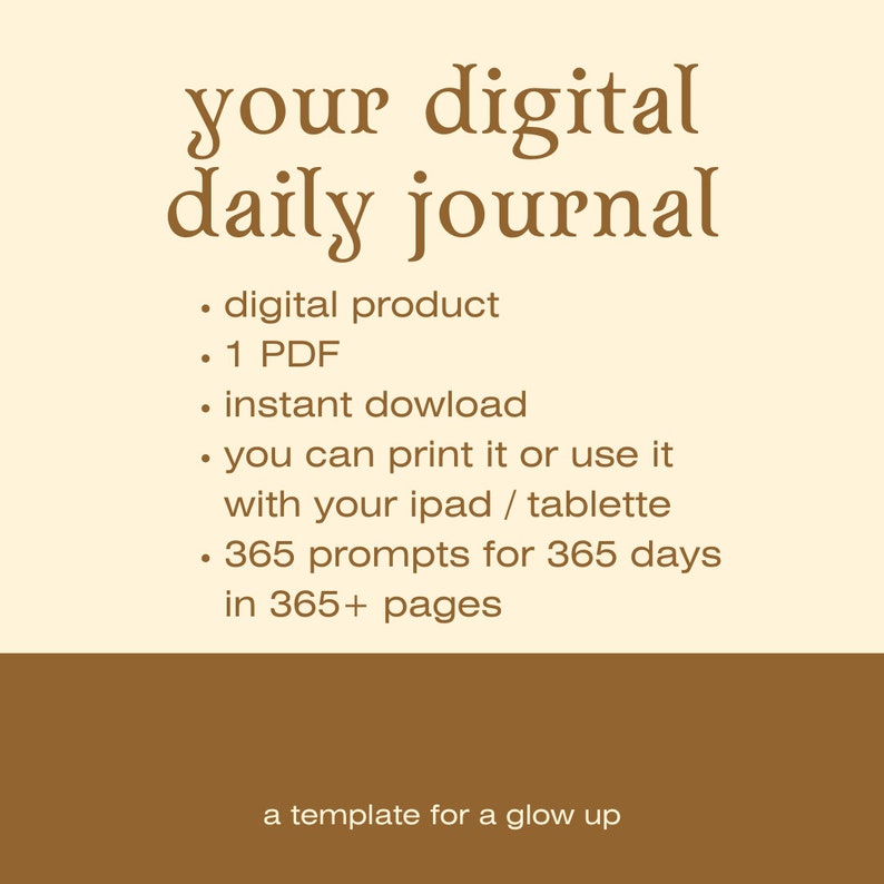 Yearly Digital Journal, 365 Prompts for 365 Days, Daily Reflections ...