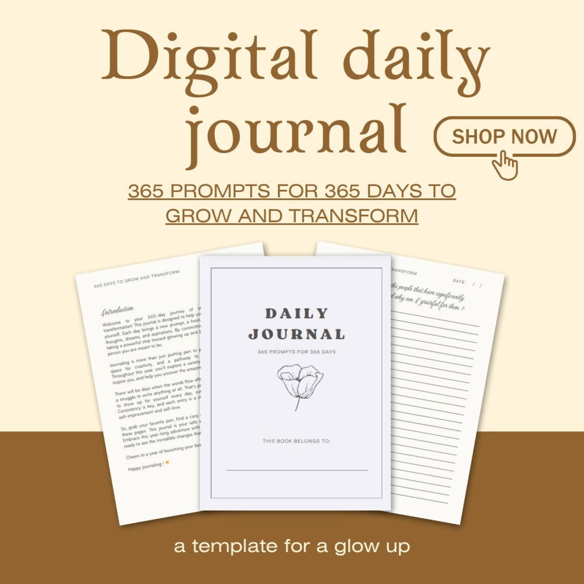 Yearly Digital Journal, 365 Prompts for 365 Days, Daily Reflections ...