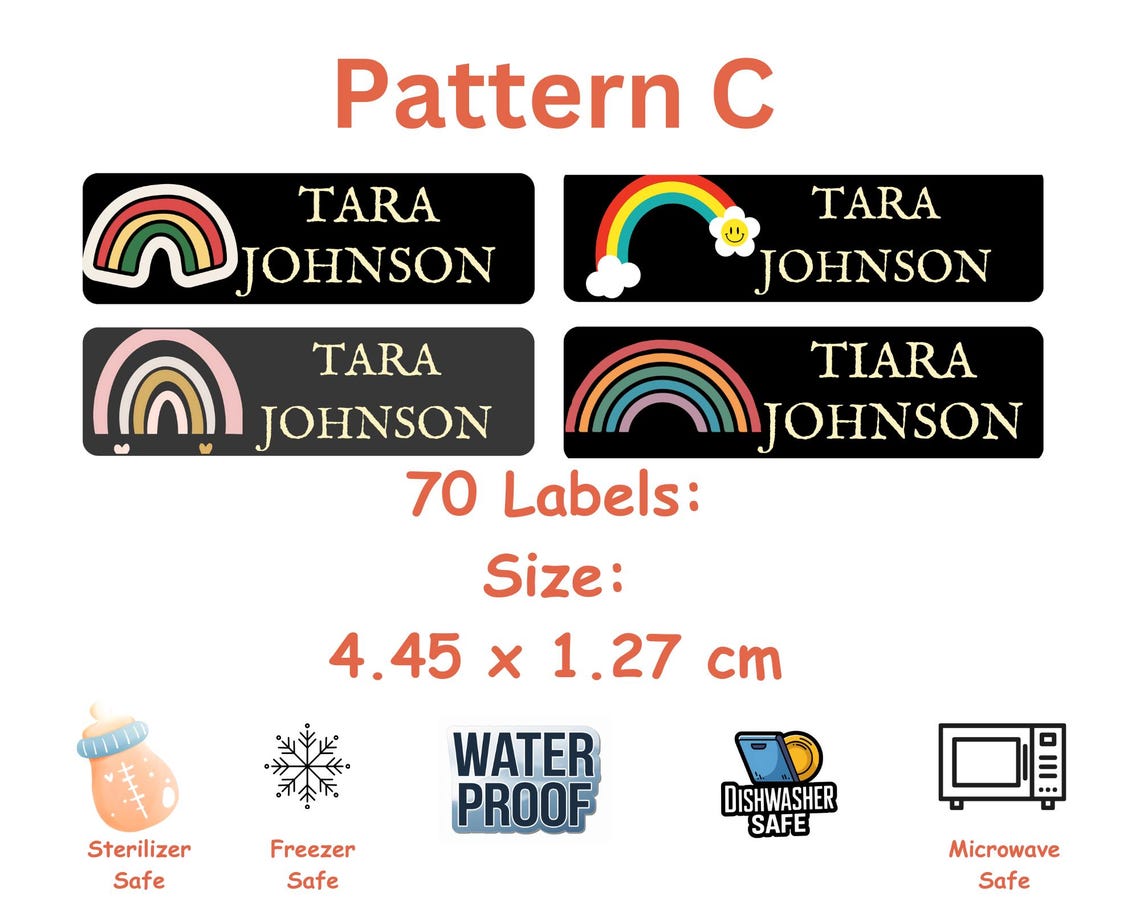 Waterproof Name Labels – Dishwasher Safe, Personalized School Supply ...