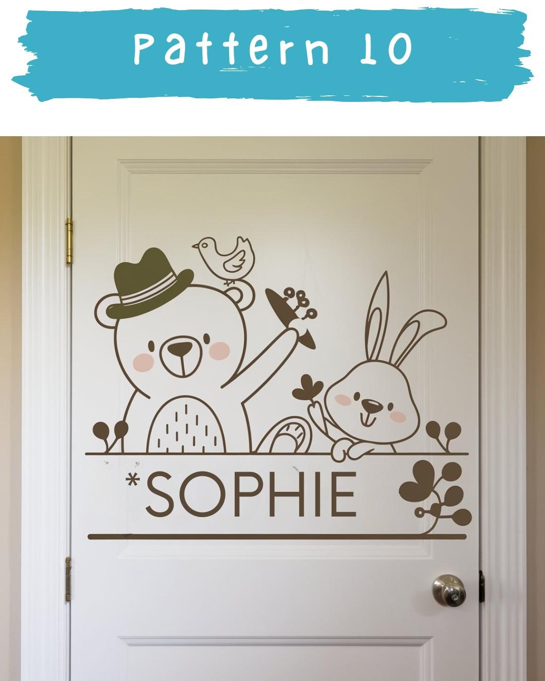 Personalized Animal Door Sticker – Custom Name Decal for Kids’ Room ...