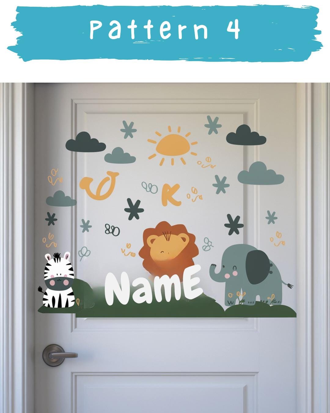 Personalized Animal Door Sticker – Custom Name Decal for Kids’ Room ...
