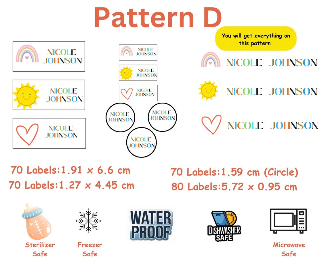 Waterproof Name Labels – Dishwasher Safe, Personalized School Supply ...
