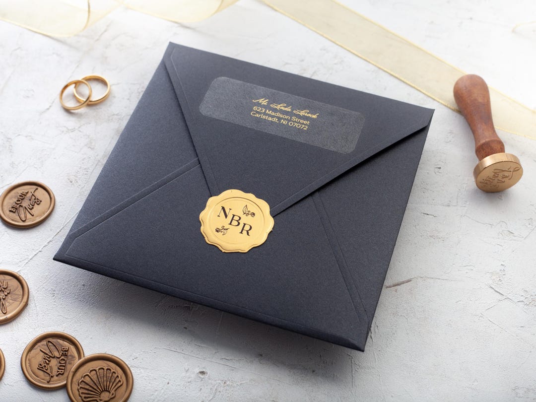 Address Label, Wedding Invitation Sticker, Gold & Silver Foil Label ...
