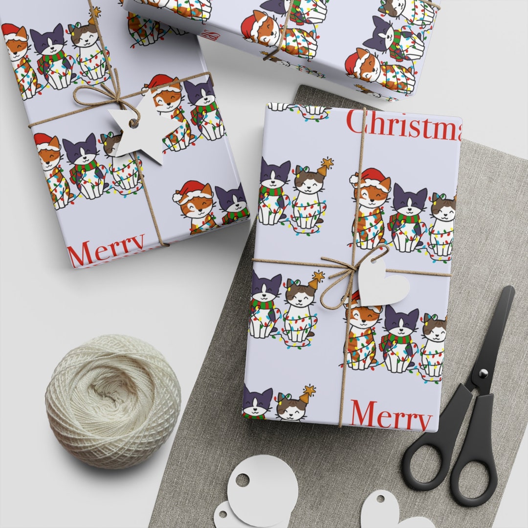 Christmas Cats Gift Wrapping Paper Sheets, 1pc - Etsy