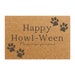 Funny Halloween Dog Paw Print Coir Doormat, Pet Welcome Mat, Howl-ween ...