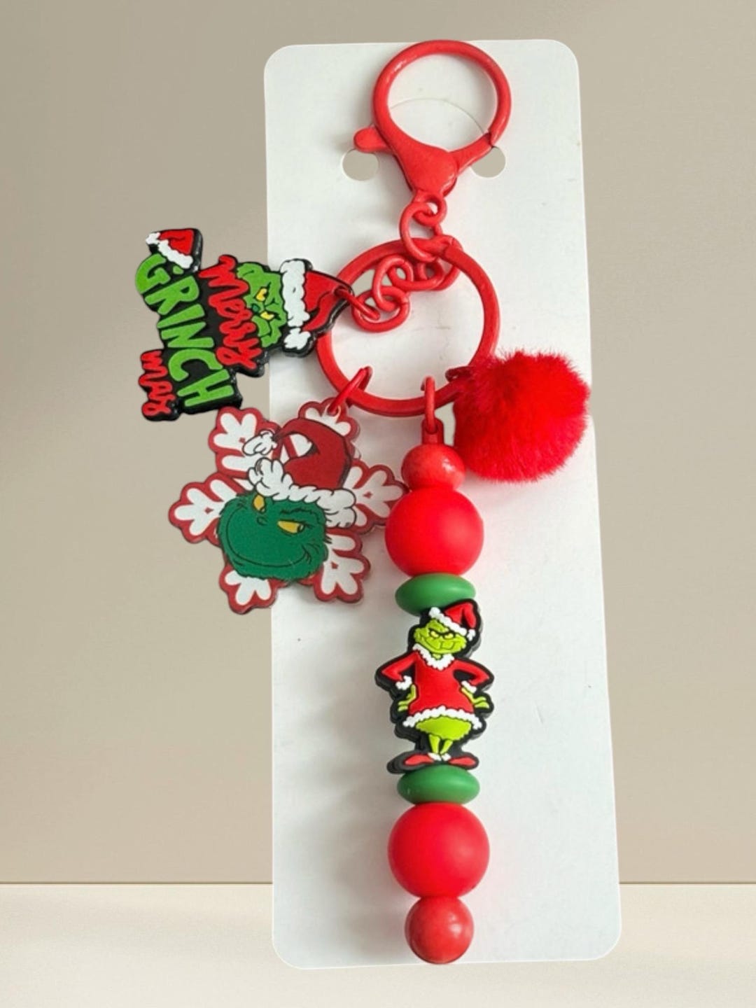 Fun Christmas Grinch Inspired Keyring - Etsy UK