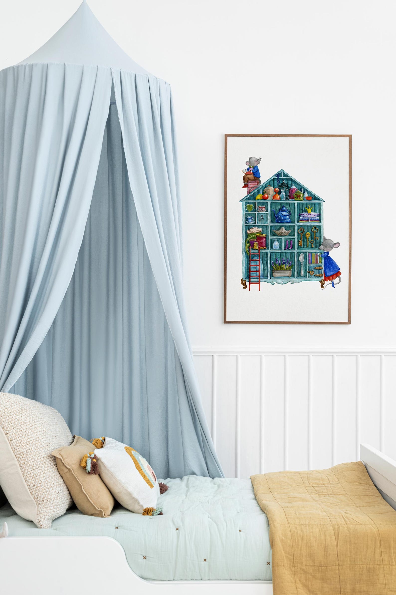Whimsical Mouse House Wall Art,animal Nursery Print,hand Painted ...