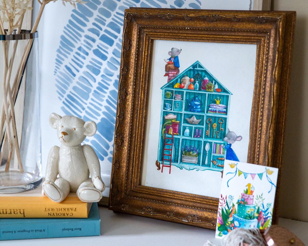 Whimsical Mouse House Wall Art,animal Nursery Print,hand Painted ...