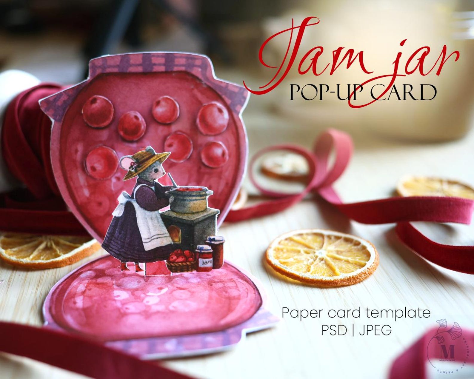 Jam Jar Pop-up Card — Printable DIY Postcard, Cute Mouse Kitchen ...