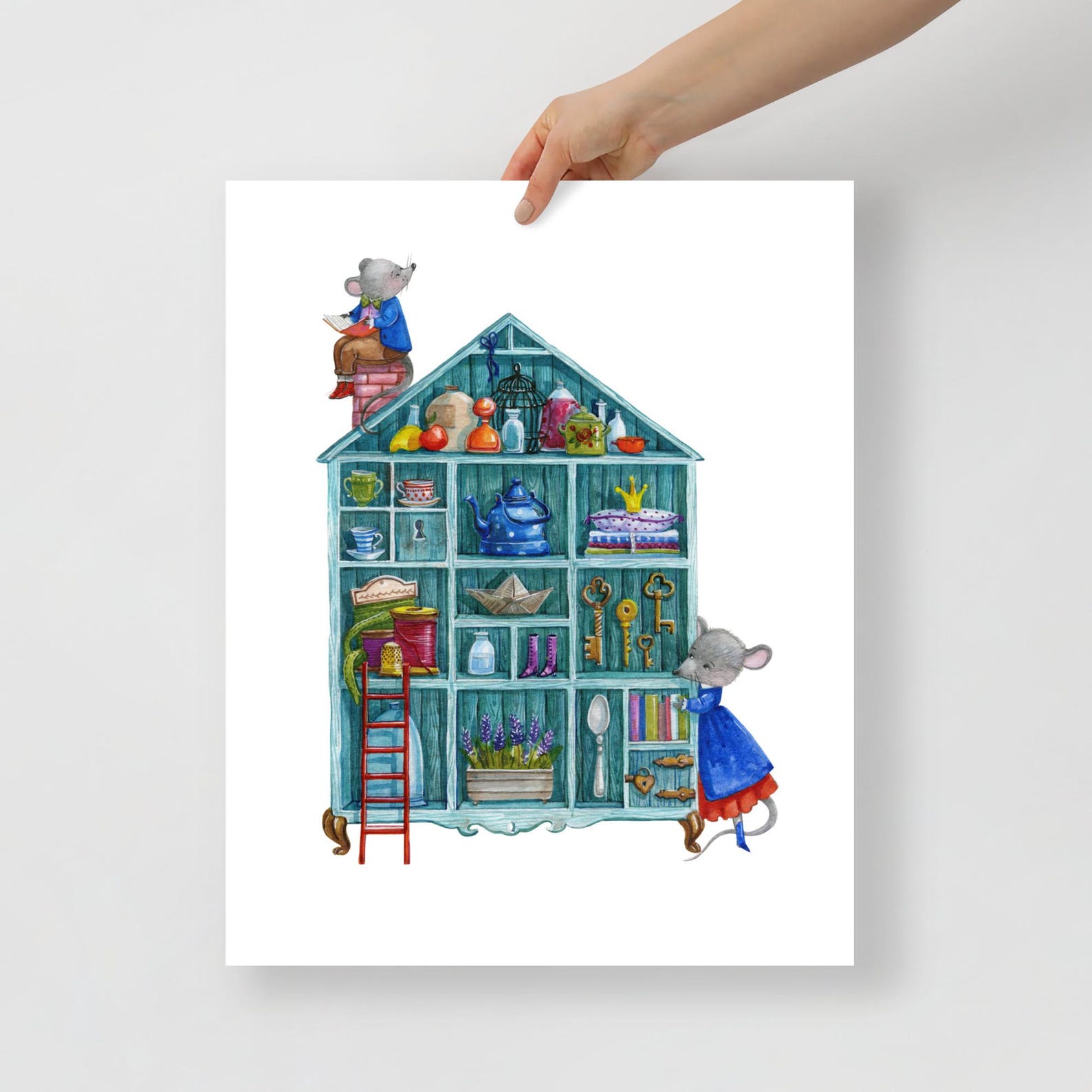 Whimsical Mouse House Wall Art,animal Nursery Print,hand Painted ...