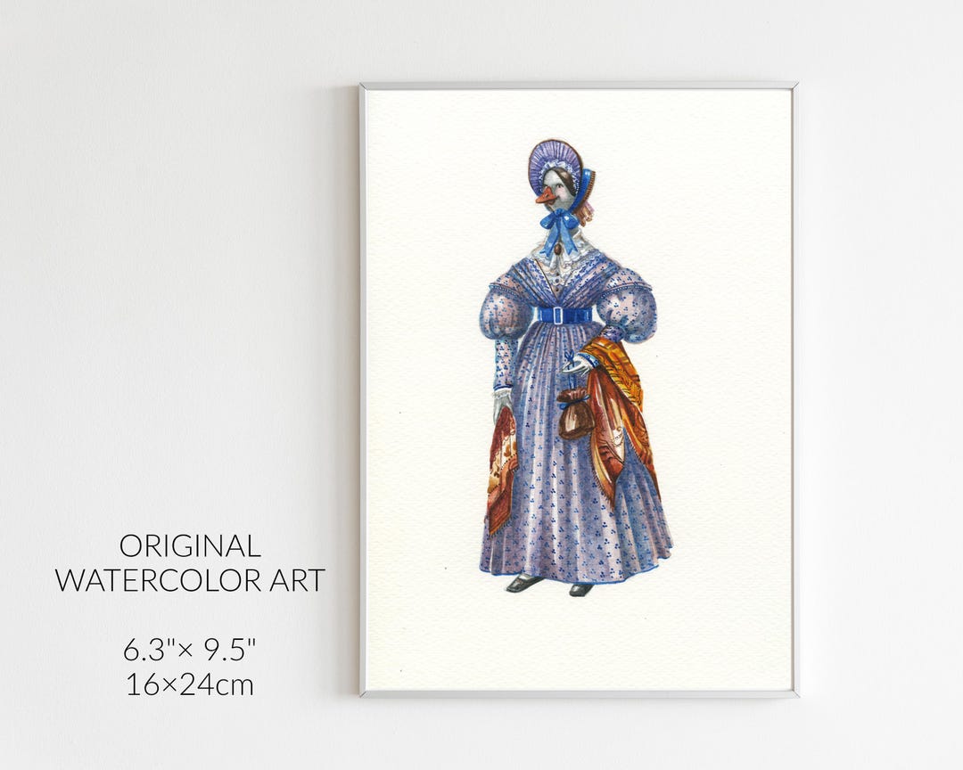 Lady Goose Original Watercolor Painting.victorian Portrait,renaissance ...