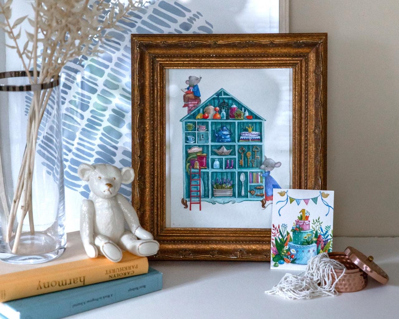 Whimsical Mouse House Wall Art,animal Nursery Print,hand Painted ...