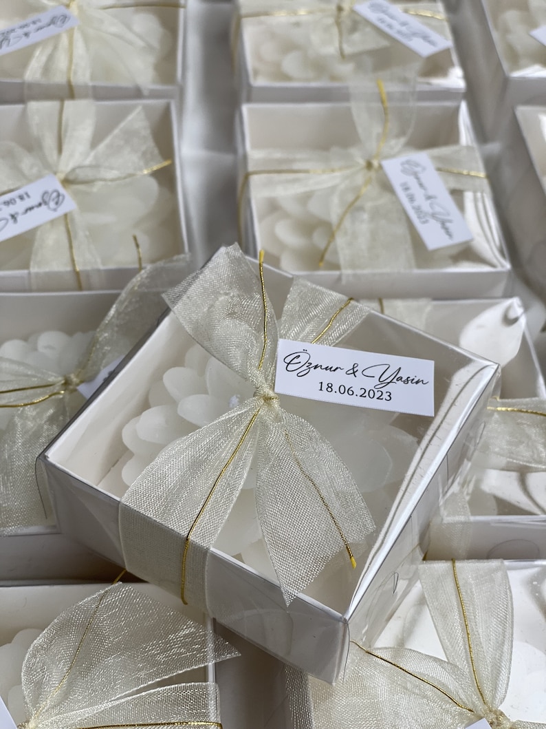Mini Flower Wedding Candle Favors, Elegant Ribbon, Bulk Guest Gifts - Etsy