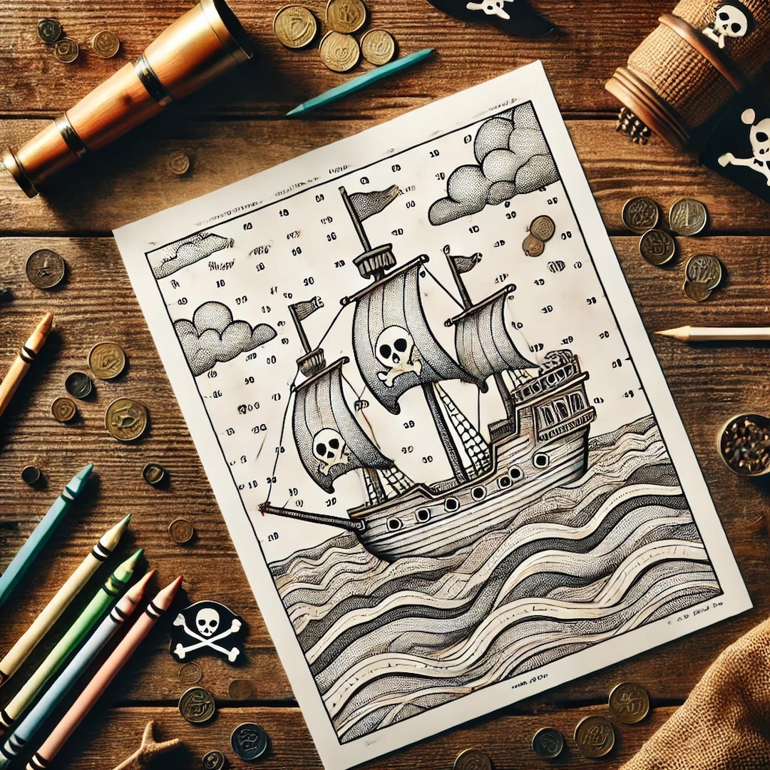 Pirate-themed Dot-to-dot Printable | Treasure Chest & Ship Activity ...