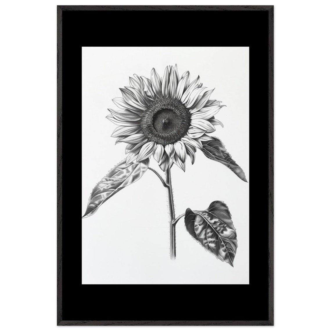 Sunflower Drawing Premium Wooden Framed Poster With Premium Matte Paper ...