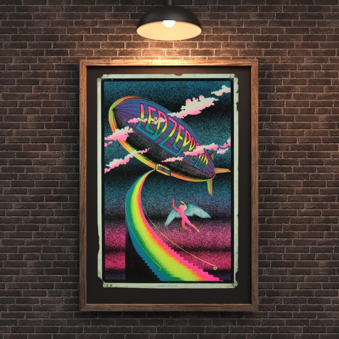 Vintage Led Zeppelin Stairway to Heaven Rainbow Poster | Digital ...