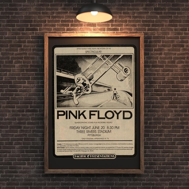 Vintage Pink Floyd Three Rivers Stadium Concert Poster | Black & White ...