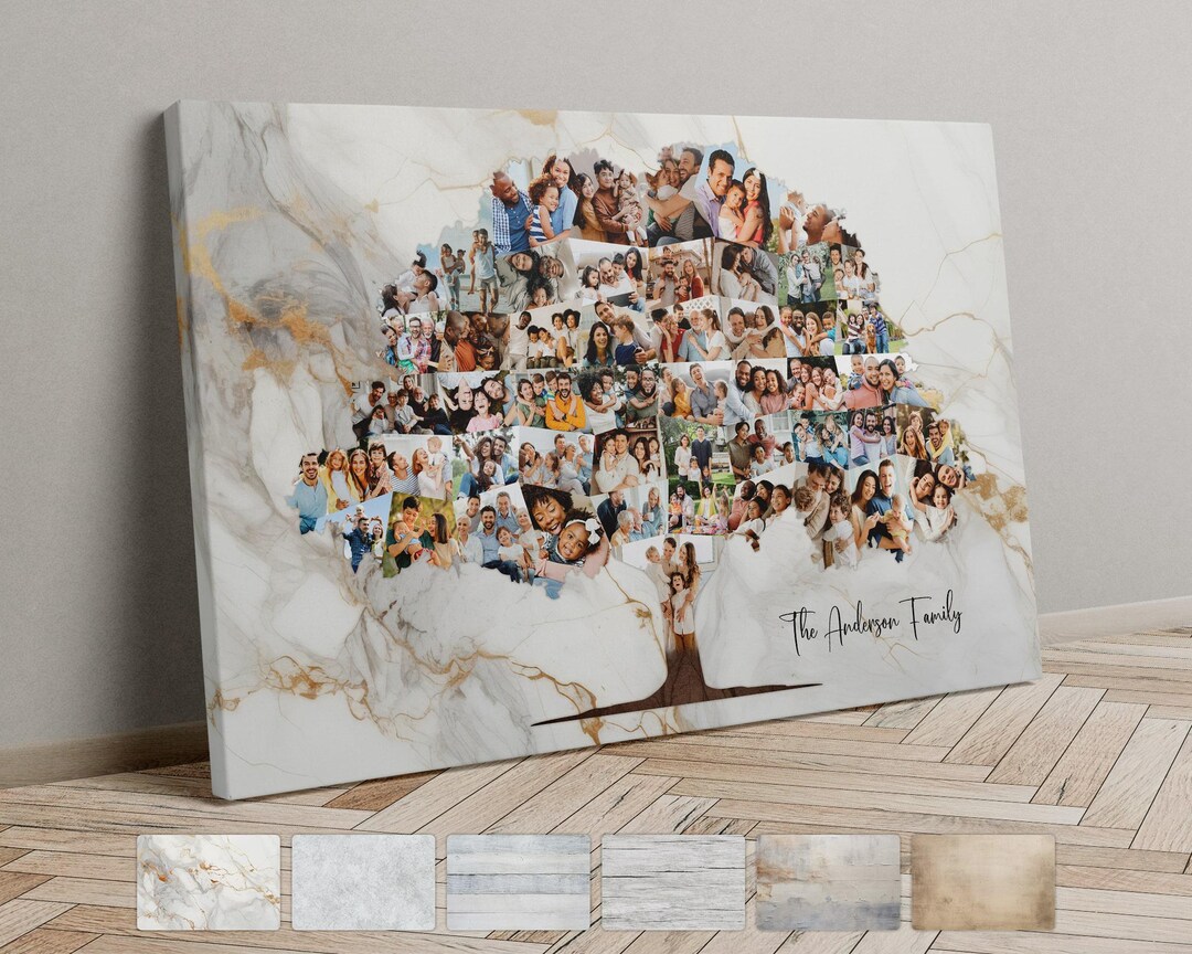 Personalized Family Reunion Tree Photo Collage Canvas, Custom Photos ...