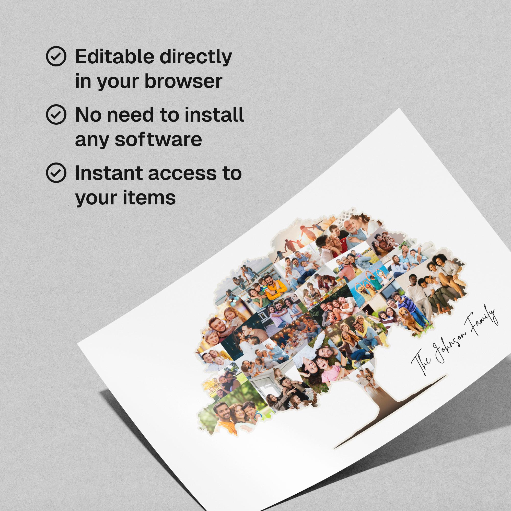 Family Tree Collage Template, Family Christmas Gifts, Personalized ...